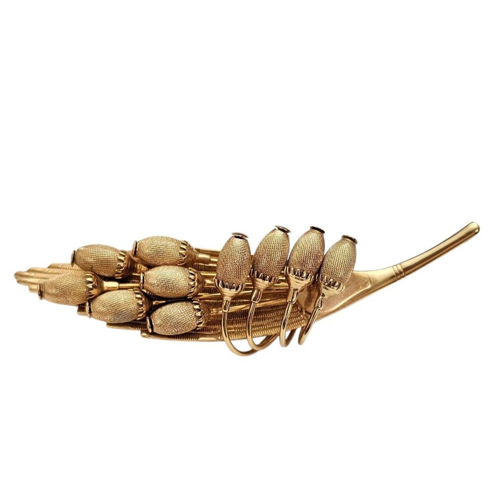 Hattie Carnegie Gold Tone Beaded Leaf Frond Lily Of T… - Gem